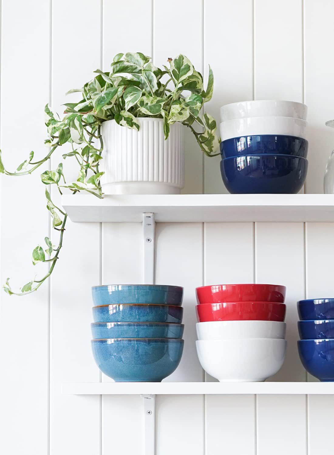 LE TAUCI Cereal Bowls 6 Inch, Ceramic Bowl Set for Soup, Dessert, Fruits, Salad, Noodle, Ramen, 22 Ounce Bowls for Kitchen, Set of 4, Ceylon blue