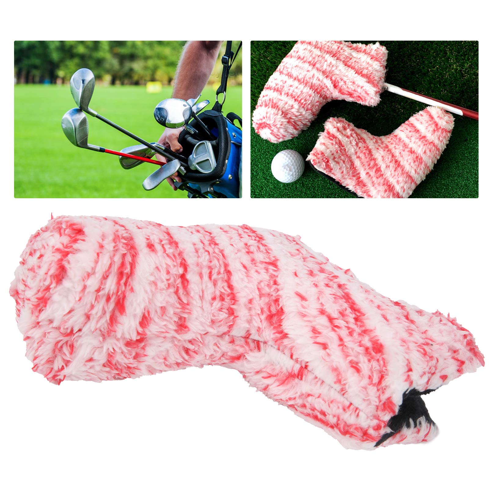 L-Shaped Plush Golf Head Covers Club Protective Driver Headcover Sock Shape,Golf Gift & Golf Bag Accessories(White Gray)