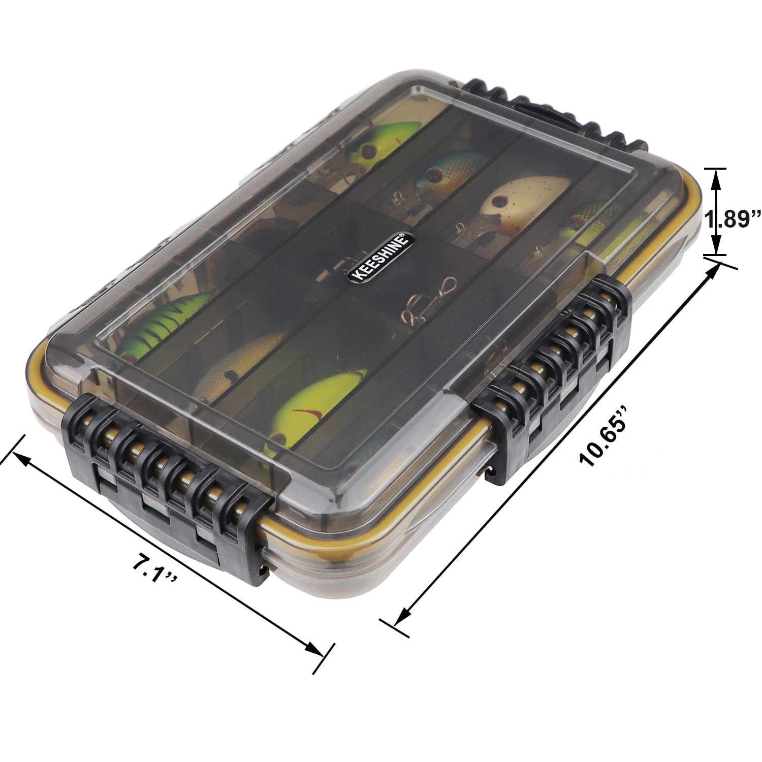 KEESHINE Waterproof Fishing Tackle Box, 3600 Tray Organizer with Adjustable Dividers,Sun Protection, Thicker Frame