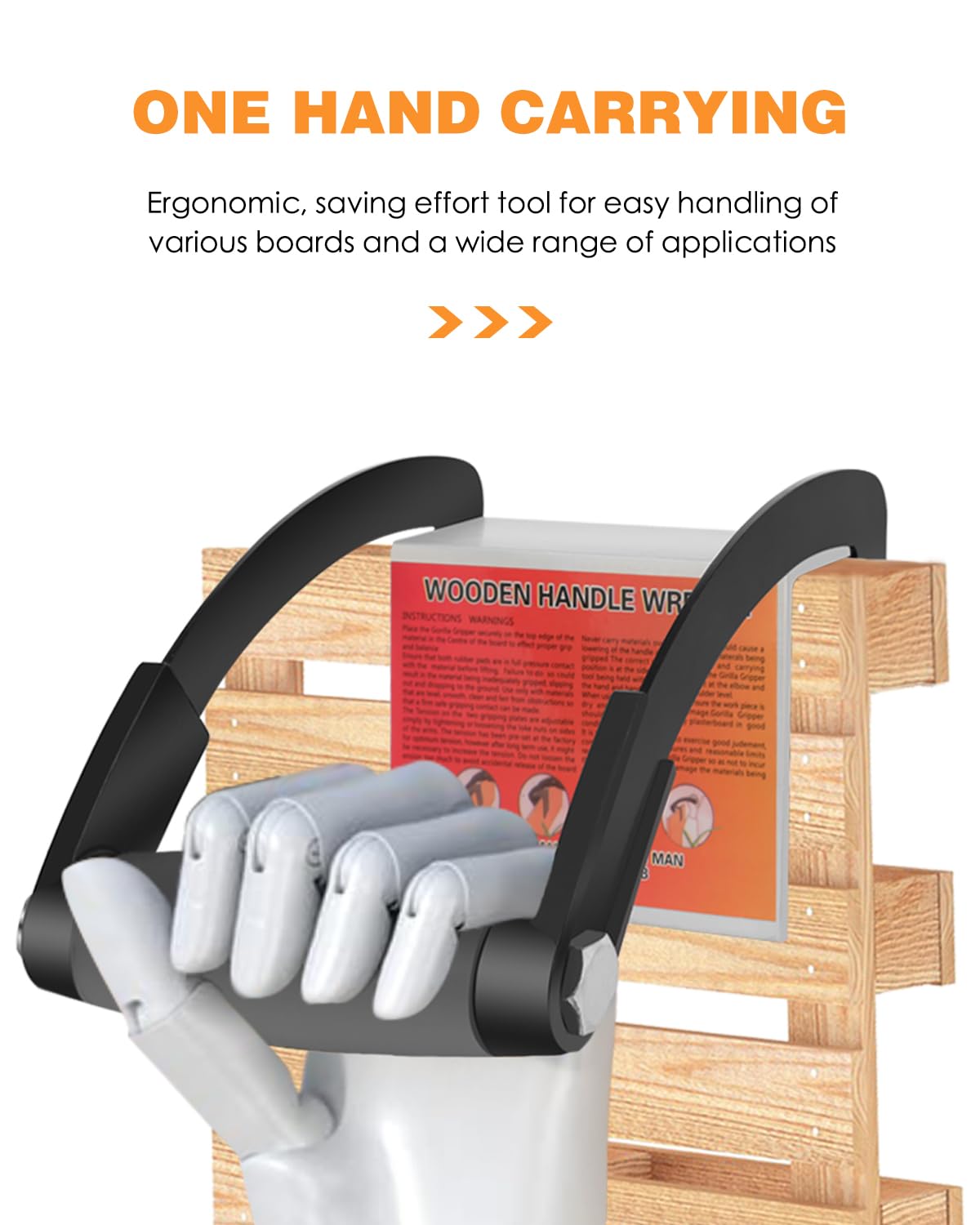 Panel and Plywood Carrier Tool, 0 to 1 Grip Range Sheetrock Gripper Carrying Soft-Grip Handle Gripper Lift Heavy Duty Metal Gripper for Clamp Wood Board or Drywall Lifter with Single Hand