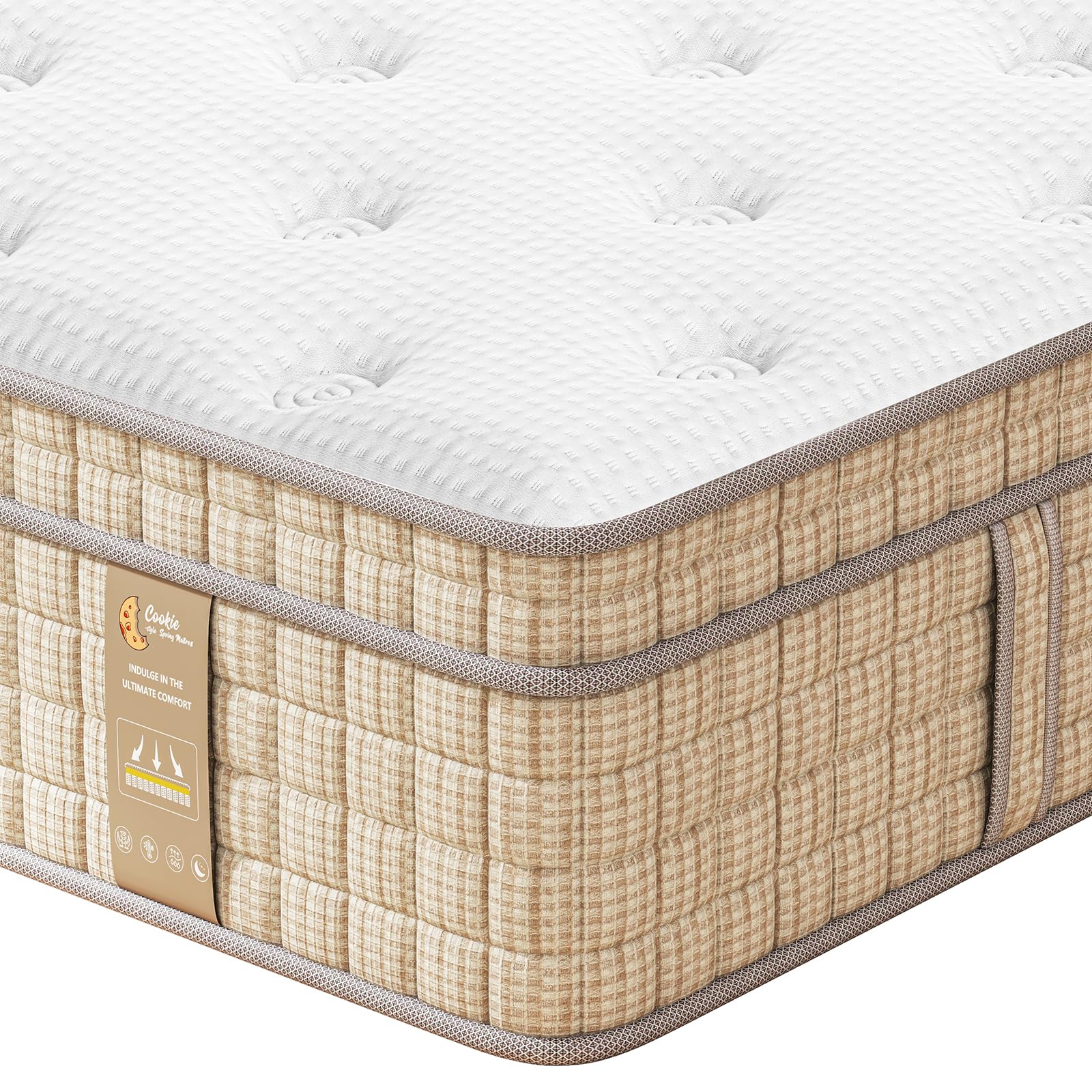 VISCOFLEX King Size Mattress 12 Inch, King Bed Mattress in a Box, Pillow Top Hybrid Mattress with Individual Coil Springs for Pressure Relief & Support