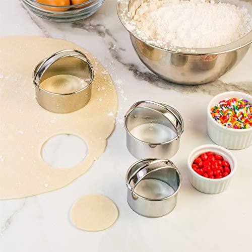 Mrs. Anderson’s Baking Cookie and Fondant Cutters, Stainless Steel, 3-Piece Graduated Round Set with Handles