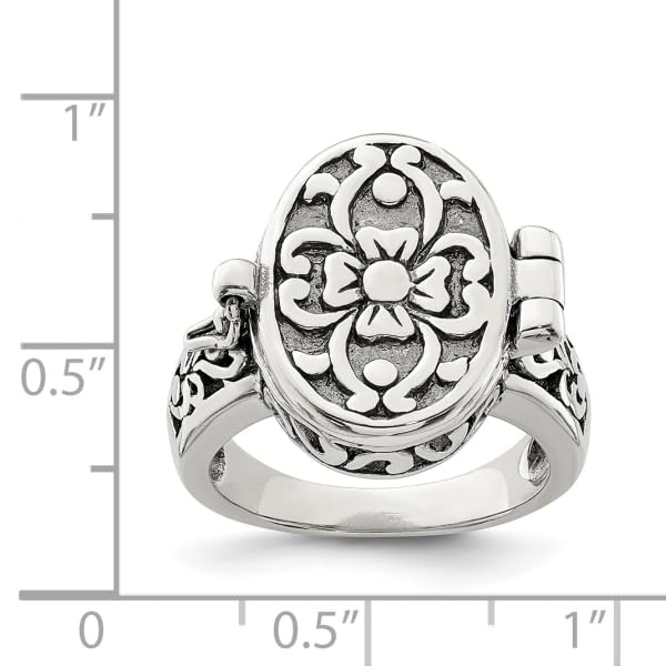IceCarats 925 Sterling Silver Vintage Oval Locket Ring Size 8