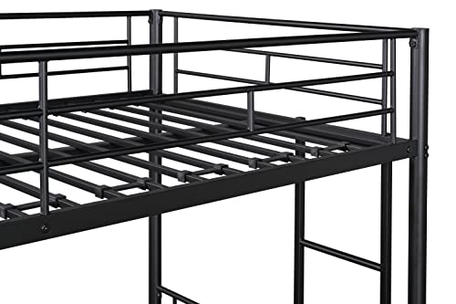 HomSof Metal Twin Over Twin Bunk Bed with 2 Side Ladders,Made of Heavy Duty Steel, for Kids Teens Adults,Black