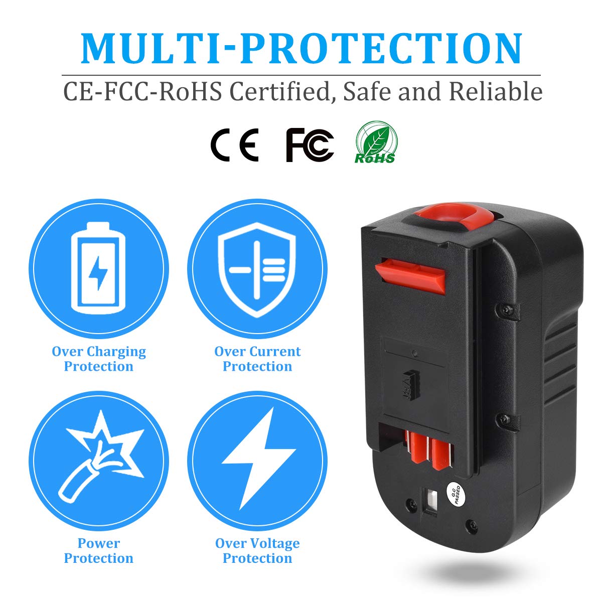 KeenPower 2 Pack HPB18 3.8Ah Ni-Mh Battery Black and Decker 18V Battery Replacement for HPB18 HPB18-OPE 244760-00 A1718 FS18FL FSB18 Firestorm Batteries for All B&D 18V Battery Replacement
