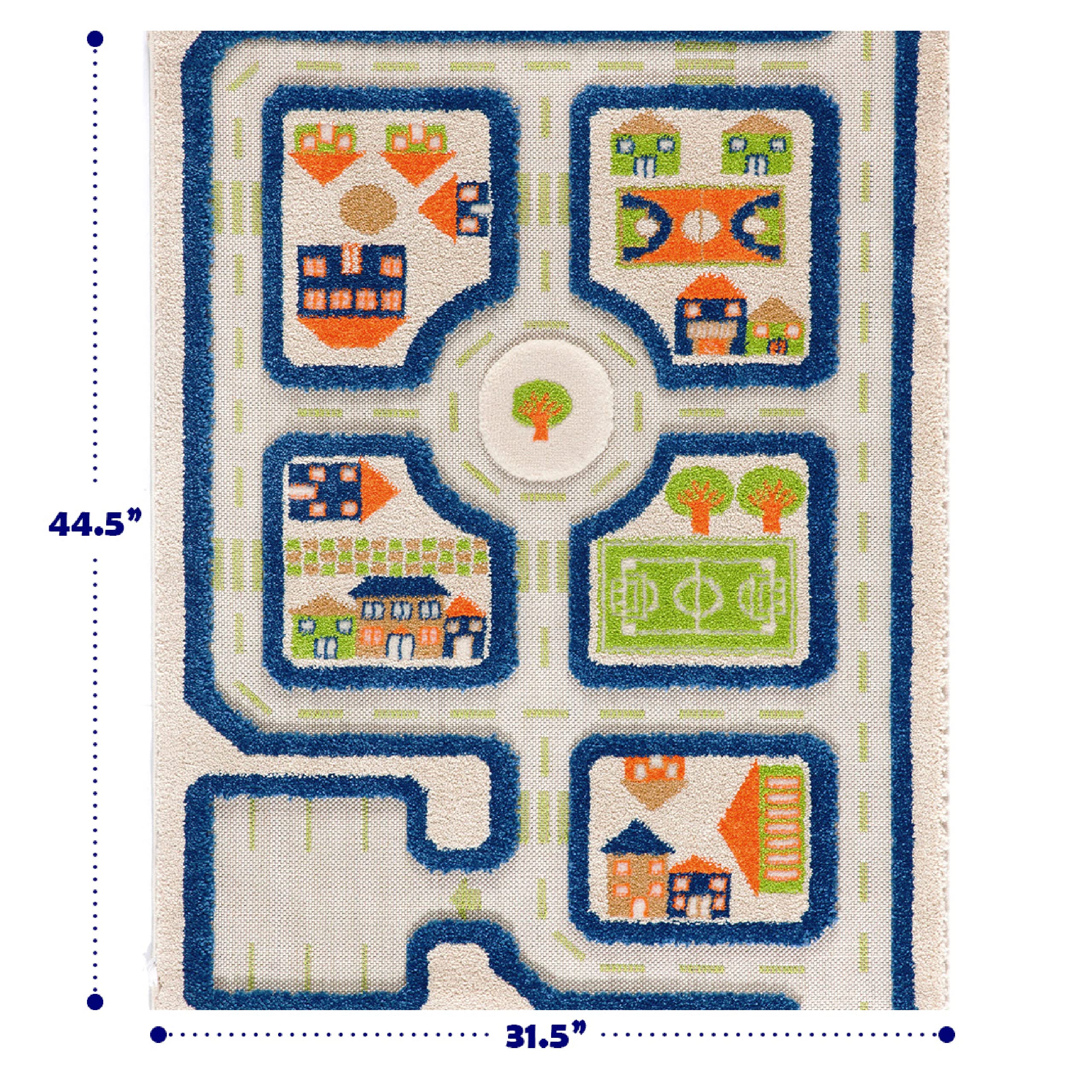 IVI Traffic Blue 3D Montessori Play Mat, Non-Toxic, Stain Resistant, Educational Activity Toys for Kids, 59" L x 33" W