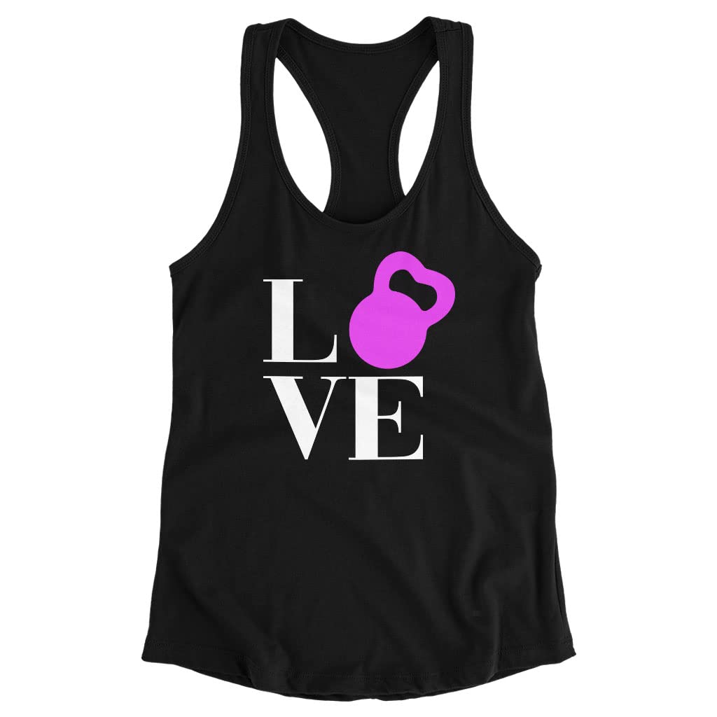 Love Kettlebell Racerback Tank - Exercise Tank - Sport Workout Tank Black