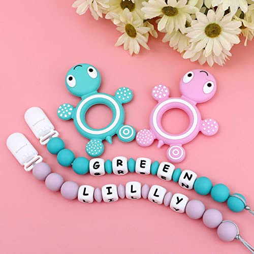 Panny & Mody Personalized Car Seat and Stroller Toys with Name, Customized Stroller Toy Clip with Name - Cute Tortoise(Pink)