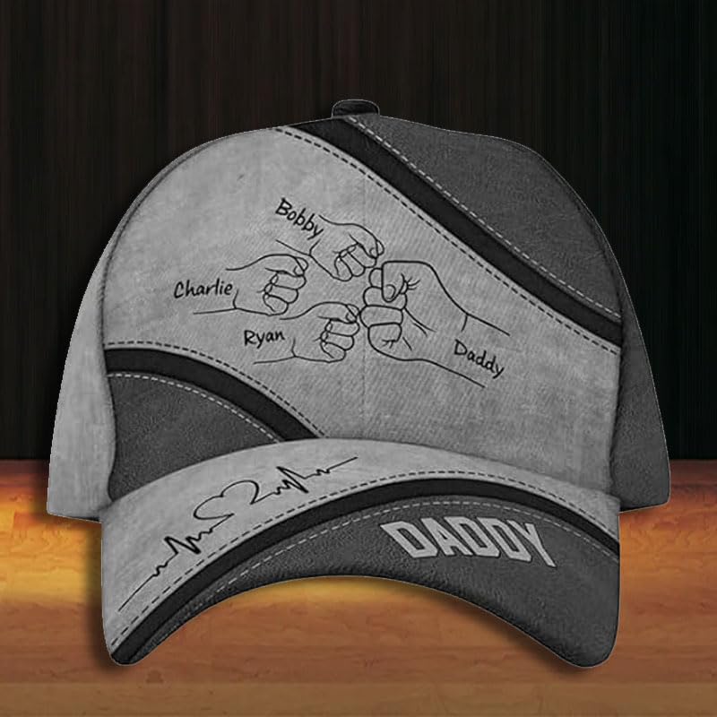 Pamaheart First Bump Daddy Grandpa Personalized Classic Cap for Dad, Dad Hat, Grandpa Hat, Custom Dad Grandpa Hat with Kids Name, Dad Cap, Gift for Daddy On Father's Day, Dad Hats for Men Grandpa