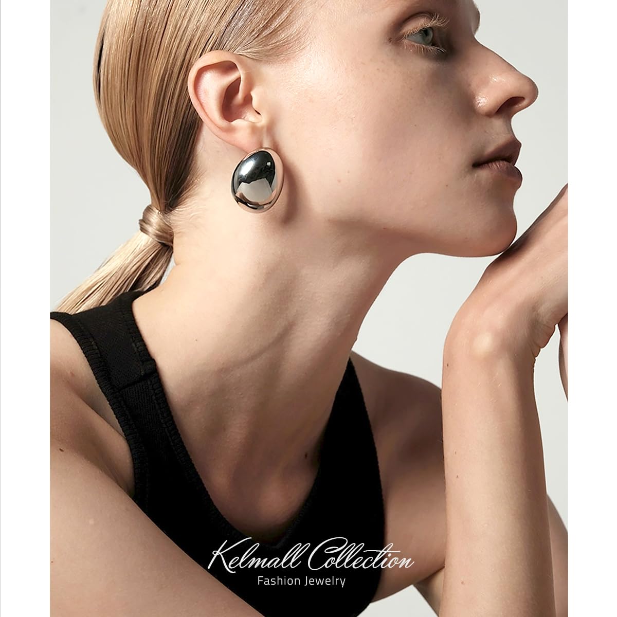 KELMALL Gold Plated Bold Gloss Square Oval Hoop Earrings for Women Chunky Large Geometric Drop Dangle Statement Earrings- Gift Box Packed
