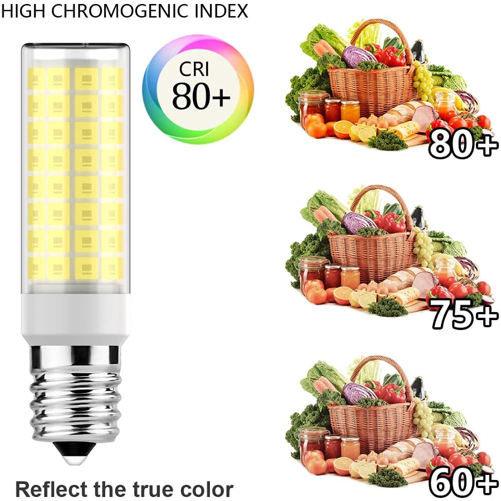KLENTLY E17 LED Bulbs Daylight White 6000K Microwave Oven Bulb T7 Intermediate Base 8W (80W Halogen Bulb Equivalent)Repalcement 8206232A,for Microwave Oven,Stovetop Light,AC120V Appliance Bulbs,2-Pack