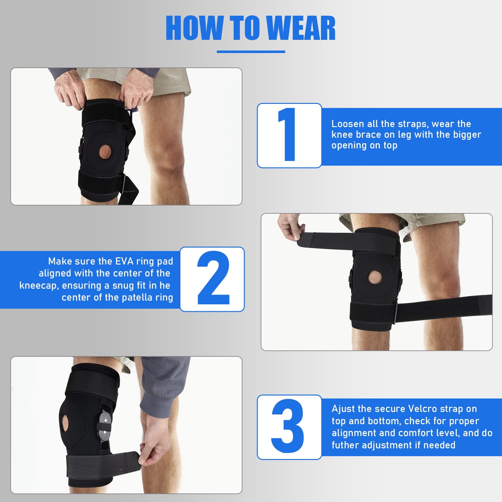 LOKYICOK Hinged Knee Brace, Stable Support for the Knee, Decompression Knee Brace, Adjustable for Men and Women, Knee Support for Swollen ACL, Tendon, Ligament and Meniscus Injuries (X-Large)