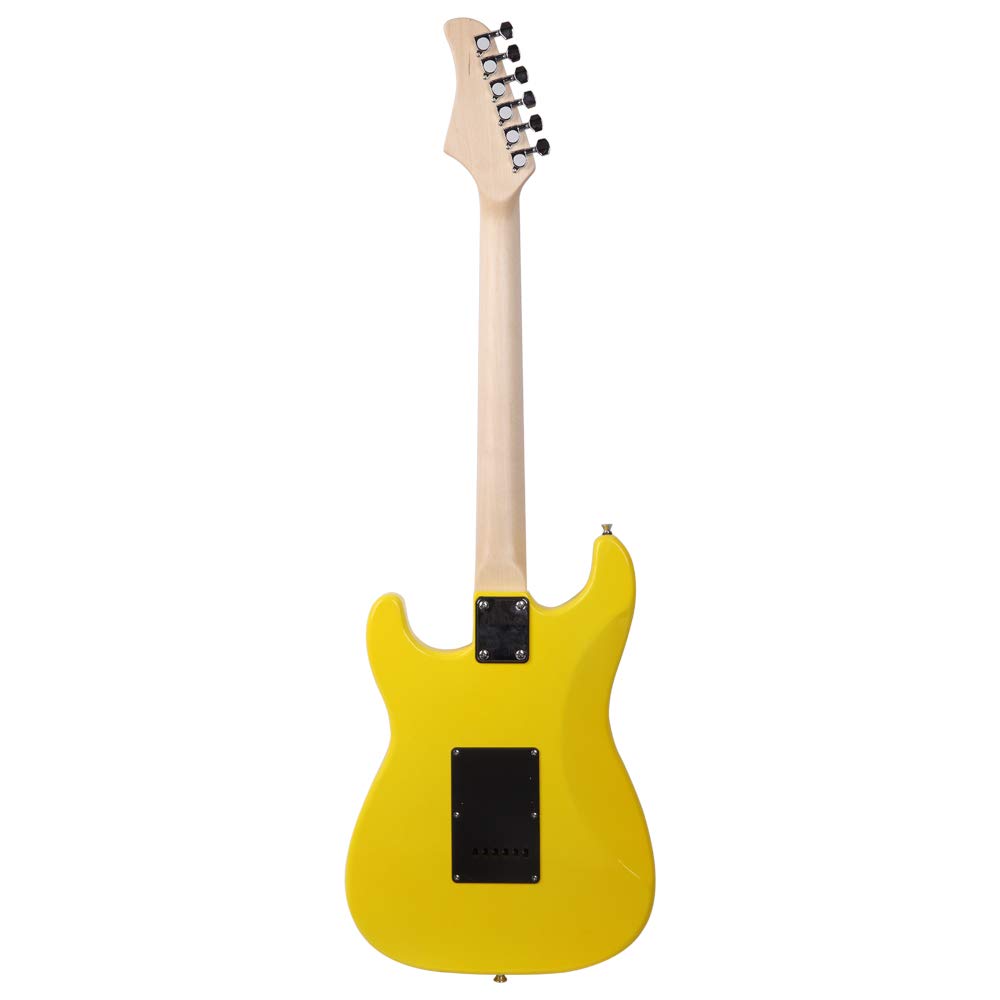 Lykos ST Stylish Electric Guitar with Black Pickguard + Guitar Bag + Strap + Amplifier + Plectrum + Tremolo Bar (Yellow)