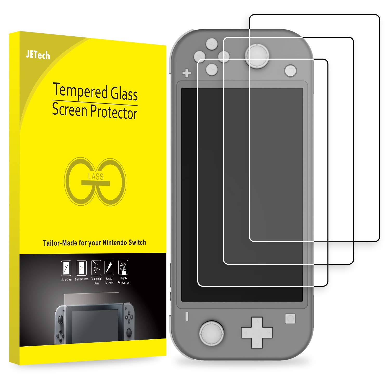 JETech Screen Protector for Nintendo Switch Lite 2019, Tempered Glass Film, 3-Pack