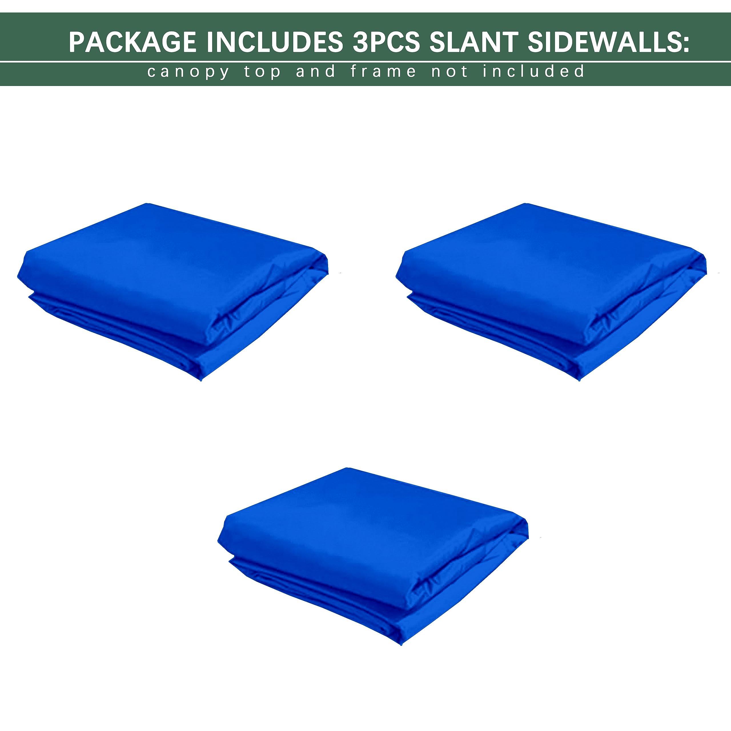 JANCANOPY SunWall for 10x10 Slant Leg Pop Up Canopy, 3 Pack Sidewalls Only (Blue)