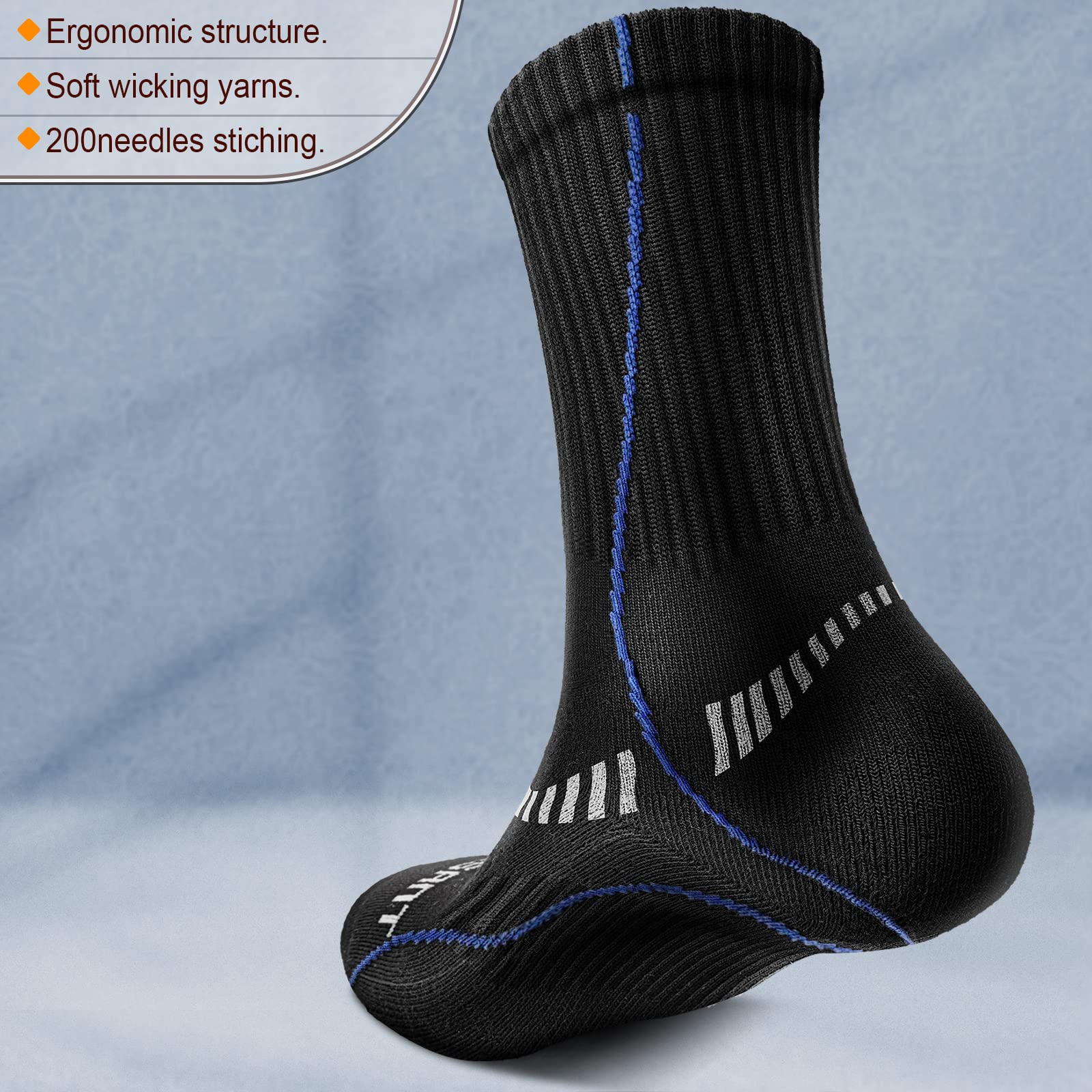 KEMISANT Men Compression Socks 3/6 Pairs, Athletic Socks Cushioned Sole for Men Running Walking,Arch Support