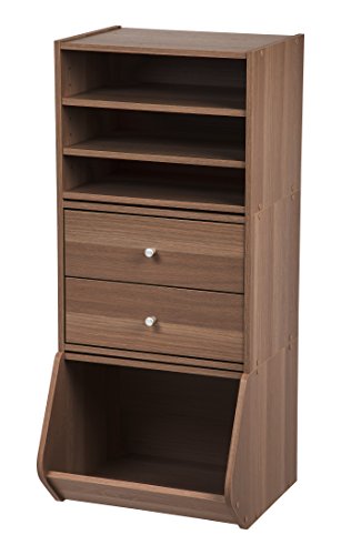 IRIS USA 3-Shelves Modular Wood Stacking Storage Box, for Office Closet and Nightstand, Easy Assembly, Customizable, Stacking Storage Boxes, Walnut