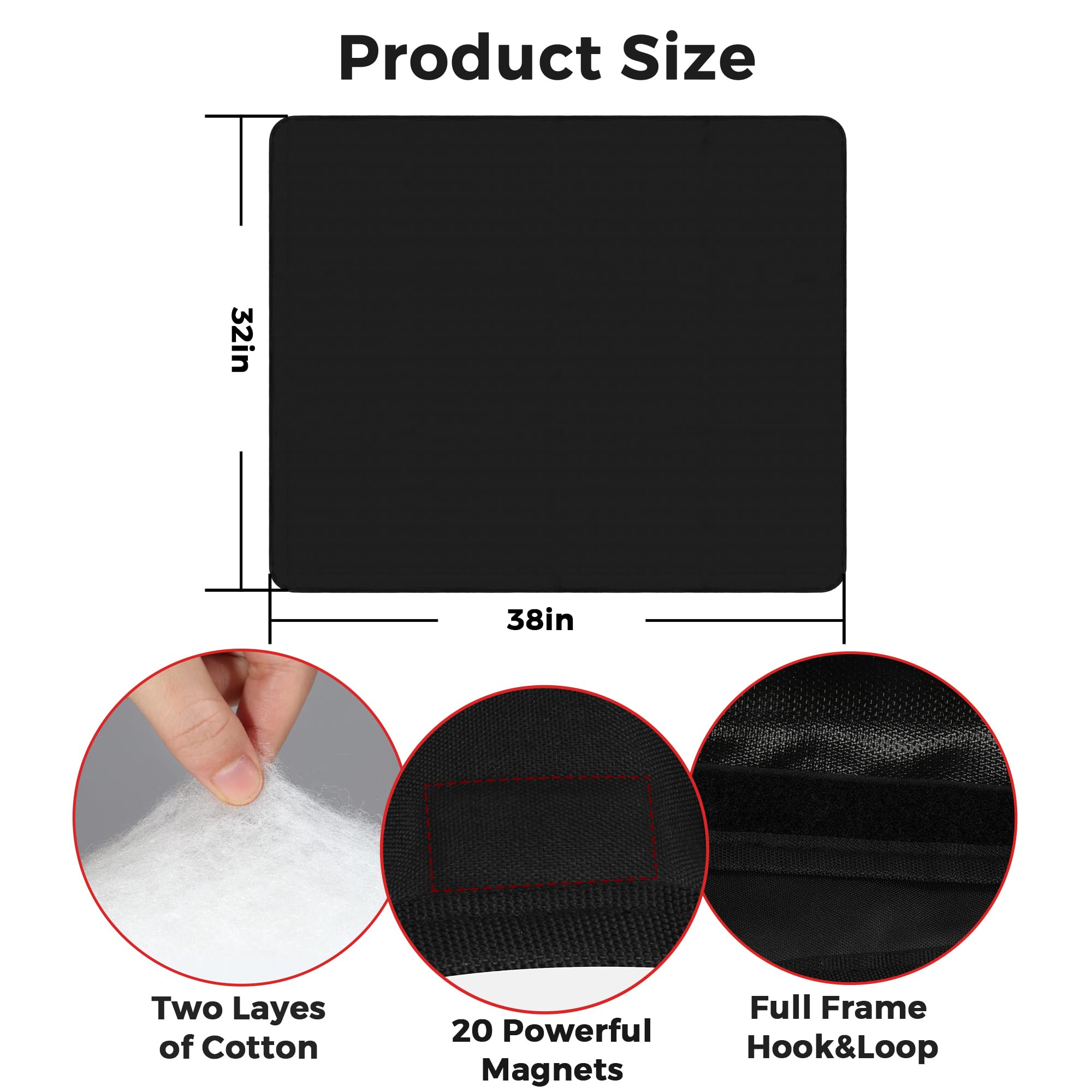 NABOWAN Fireplace Cover Easy Install - Indoor Fireplace for Draft Stopper Save Energy, Single-Sided Heat Resistant Fireproof Mat with Full Frame Hook&Loop, Fireplace Blanket with Built-in Magnets