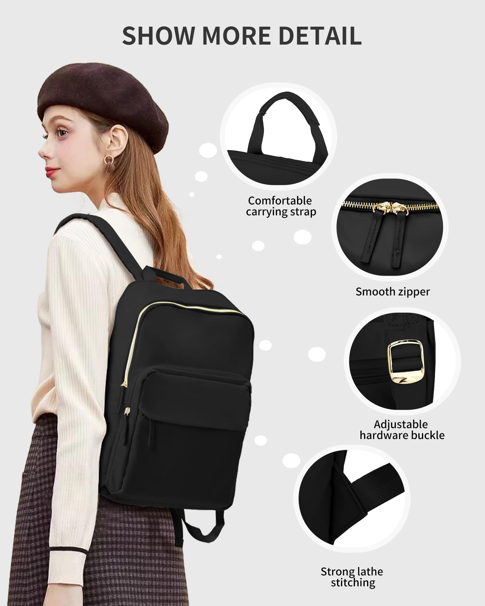 Laptop Backpack Women Teacher Black Backpack Work Computer Backpack with Laptop Compartment College Waterproof Anti Theft Backpack Casual Daypack Business Travel Backpacks for Women Carry On Bag