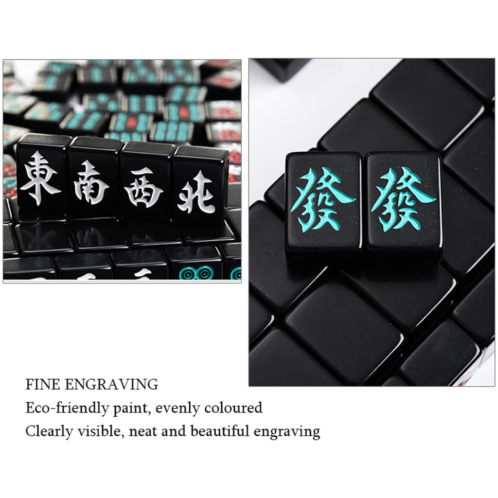 Mahjong Sets, Classic Mahjong Game Set,144 Black Mah-Jongg Tiles,Traditional Mahjongg Games for Family Game