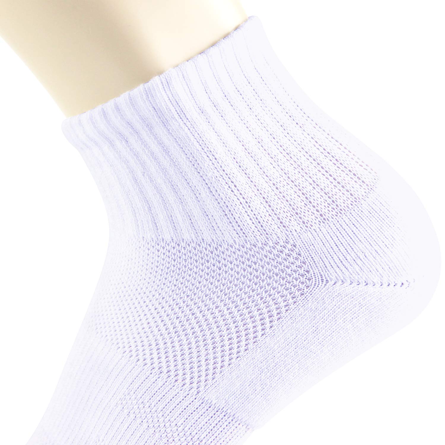 JOURNOW Combed Cotton Low Cut Athletic Cushion Socks for Men and Women 6 Pairs (9-11, White)