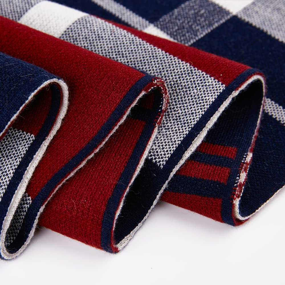 Mens Scarves Classic Winter Plaid Scarf Soft Warm Scarf Wool Scarf Knitted Soft Warm Neckwear