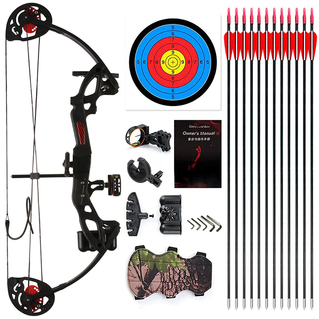 Lanneret Compound Bow and Archery Sets - Right Hand Archery Compound Bows 15-29 lbs Draw Weight Adjustable for Youth and Beginners,Hunting Bow Kit for Beginner