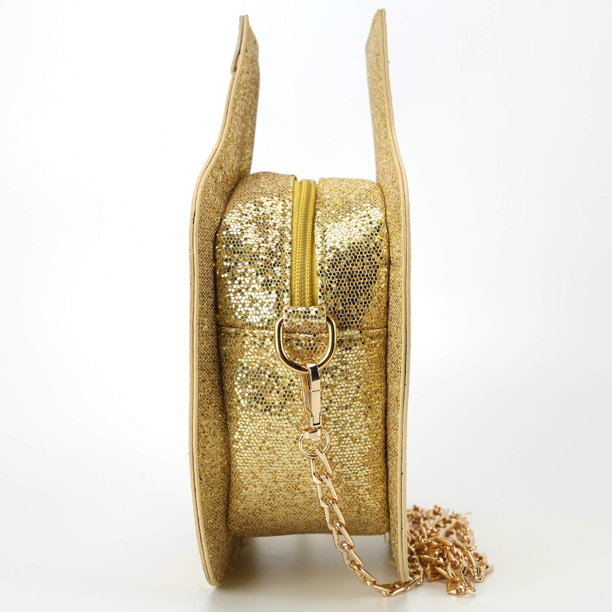 Ondeam Tequila Bottle Shaped Laser Shoulder Handbags,Pu Crossbody Purse for women(Gold B)