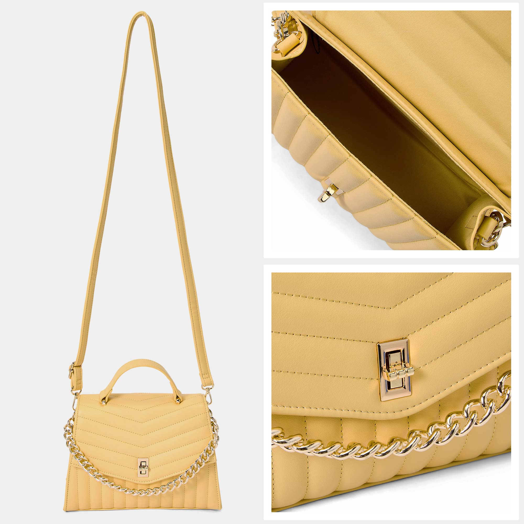 Like Dreams Classic Fashion Purses for Women Quilted Vegan Leather Satchel Top Handle Handbag (Beige)