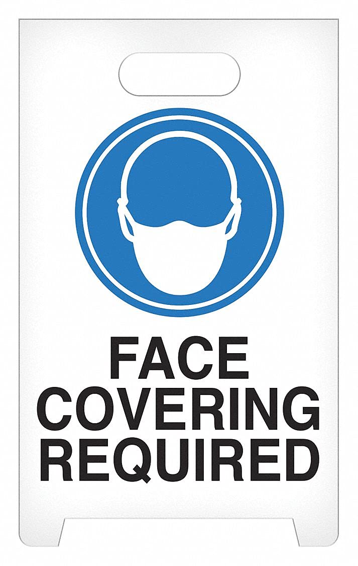 INCOM Manufacturing Group-ASF1014 FACE Covering Required A-Frame Sign - White/Blue, 12"x19"