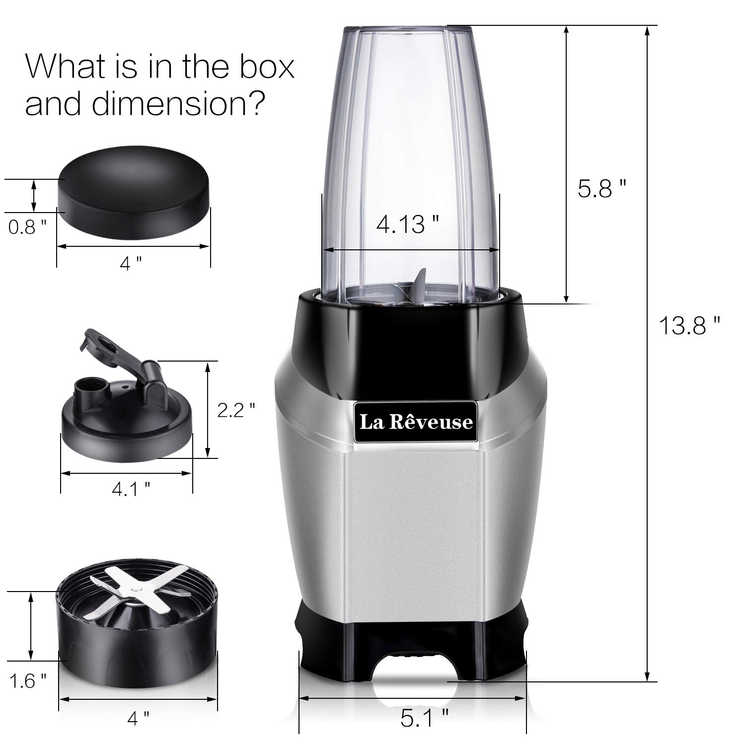 La Reveuse Personal Smoothie Blender 600 Watts with 20 oz BPA-Free Travel Bottle-Dishwasher Safe (1 bottle)