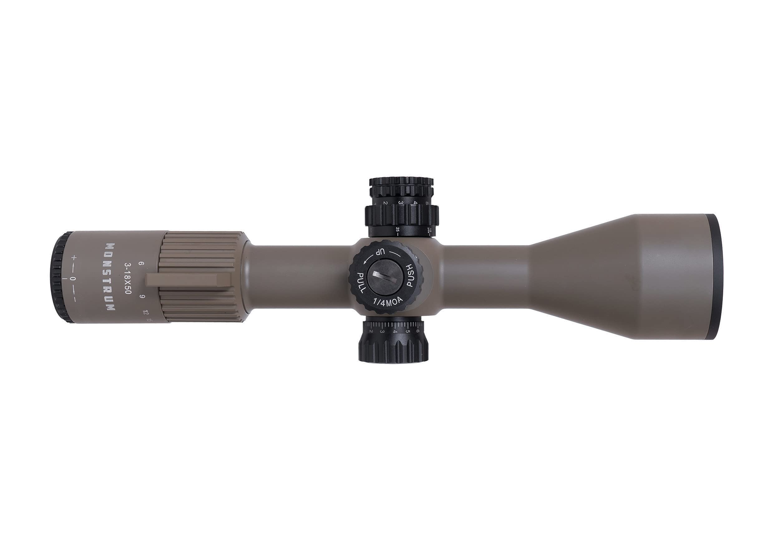 Monstrum G3 3-18x50 FFP Rifle Scope | Flat Dark Earth | Monstrum Extended Length Offset Scope Mount | 0 MOA | Bundle