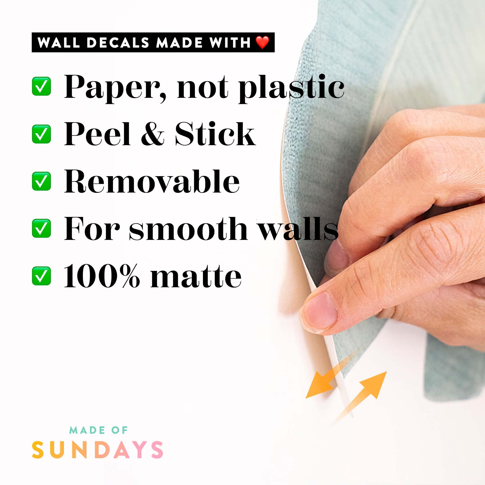 Made of Sundays Small Yellow Rising Sun Wall Decal, Plastic-Free Peel and Stick Wall Stickers
