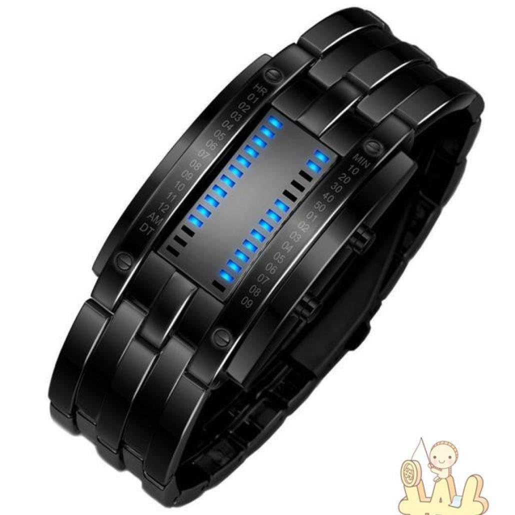 IEason,Luxury Men's Stainless Steel Date Digital LED Bracelet Sport Watches (Black)