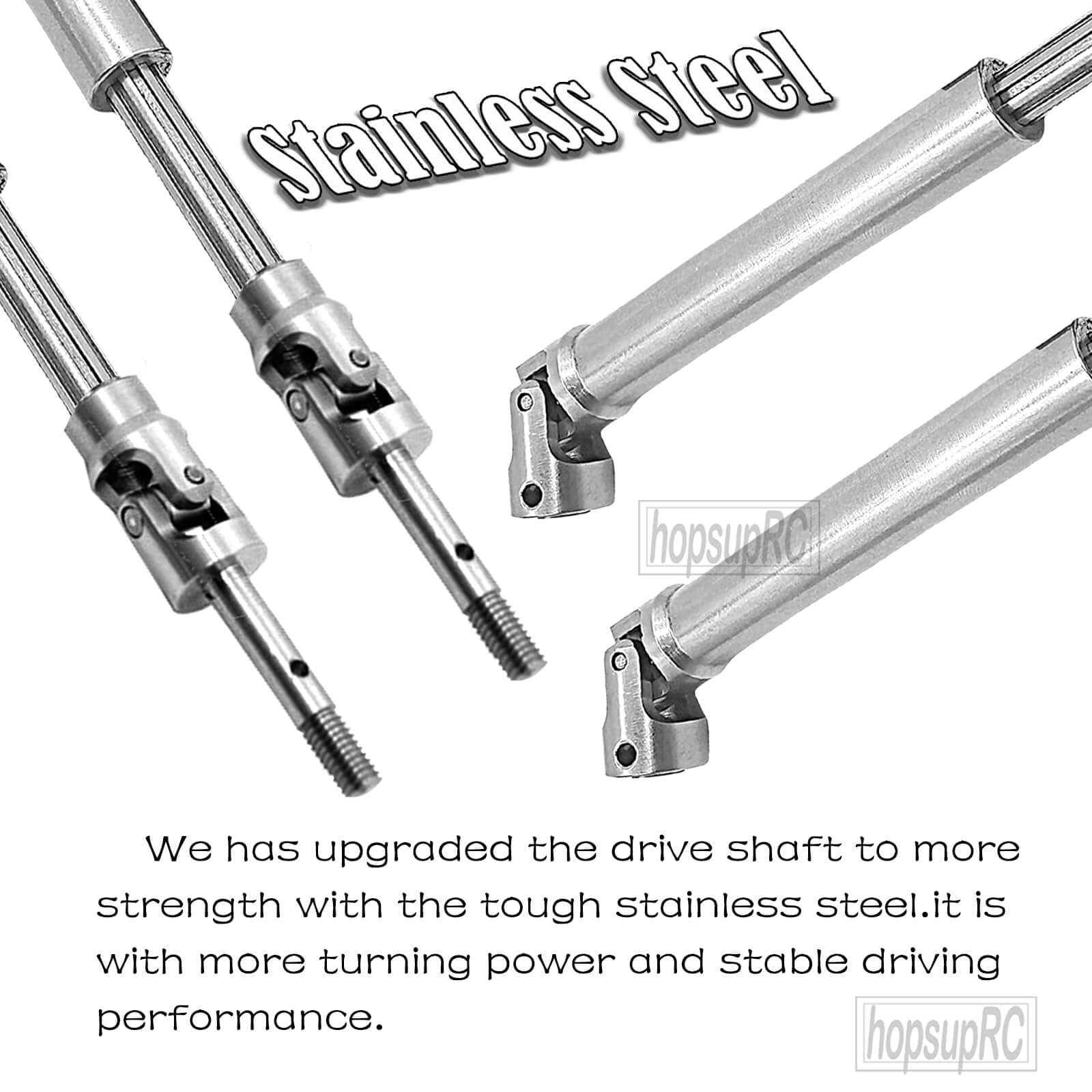 hopsupRC Stainless Steel Rear Drive Shaft CVD & Front Axles Upgrades Part for 1/10 Slash 2WD VXL/Rustler 2WD VXL/Stampede 2WD VXL/Hoss 2WD VXL (Upgrades More Powerful) Silver