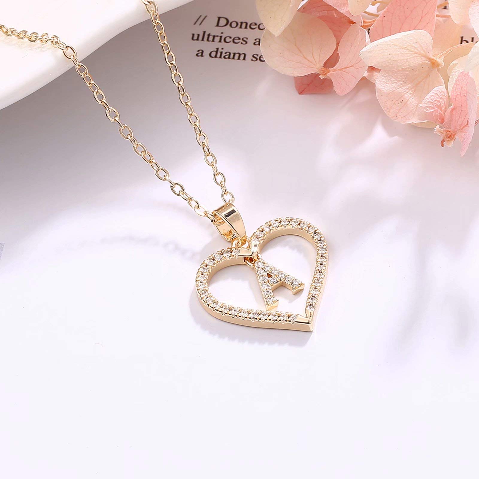 IEFSHINY Initials Letter Necklace for Girls Women, 14k Gold Plated K Letter Big Necklaces for Women CZ Pendant Necklace with Initials for Women Teen Girls Jewelry Teenage Mothers Day Valentines Gift