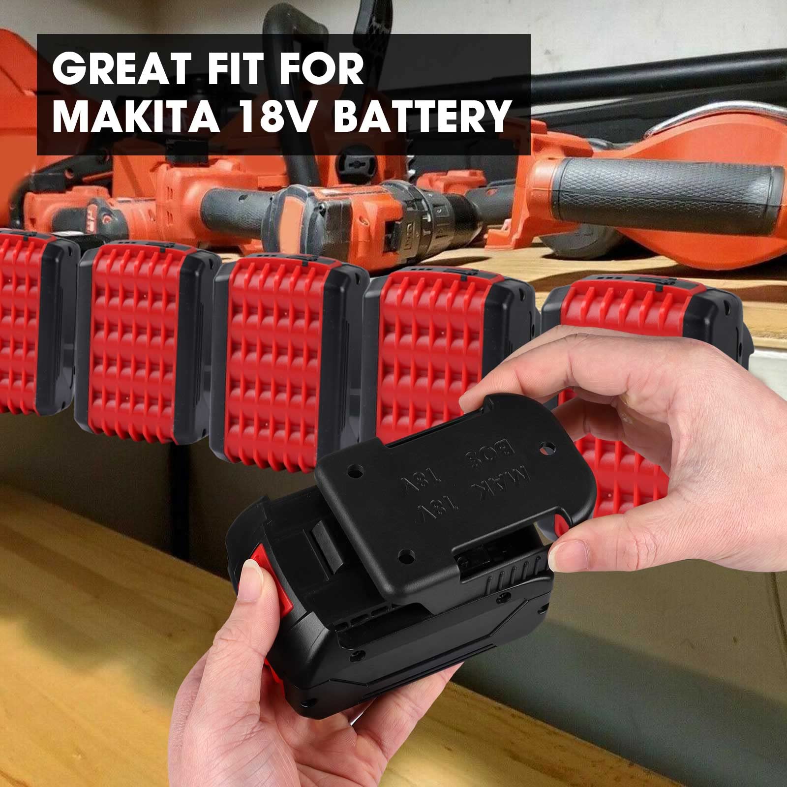 MAKBOS 6Pack for Makita Battery Holder,for Bosch 18V Lithium Battery Storage/Case/Hanger/Dock Holder,Battery Organizer,Battery Accessories,Power Tool Battery Holder