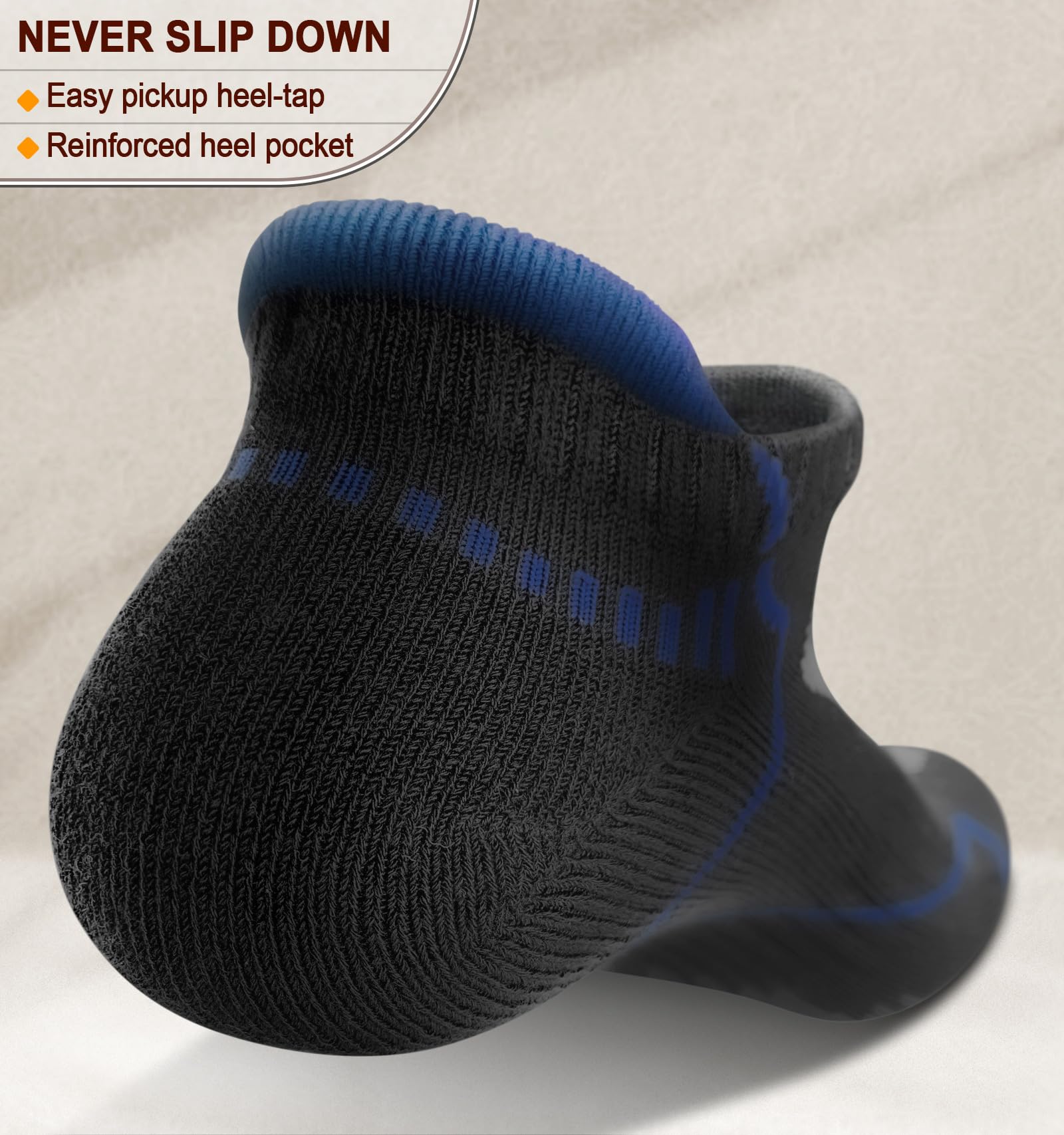 KEMISANT Mens Running Socks 6 Pairs-Athletic Compression Ankle Socks Cushioned for Men Walking-Arch Compression Support(6Pairs,Shoes Size:Men 8-9)