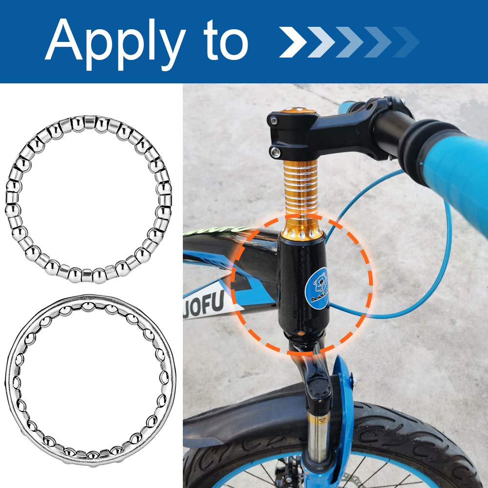 Jaceyon Bike Headset Bearings 5/32" x 20-Balls 4Pcs Bicycle Ball Bearing, 1-1/8" Headset Bearings Caged for Mountain MTB Bike