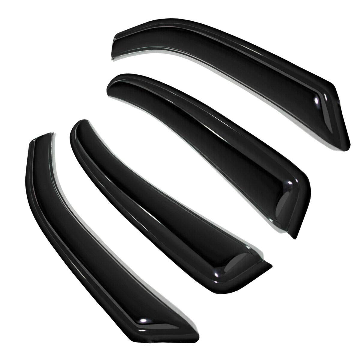 itelleti 4pcs Outside Mount Dark Smoke Sun/Rain Guard Front+Rear Tape-On Auto Window Visors for 11-19 Ford Explorer