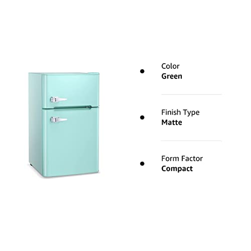 Joy Pebble Small fridge with freezer,3.2 cu.ft compact refrigerator with freezer,Mini Fridge for bedroom, Dorm or Apartment with Adjustable Removable Glass Shelves