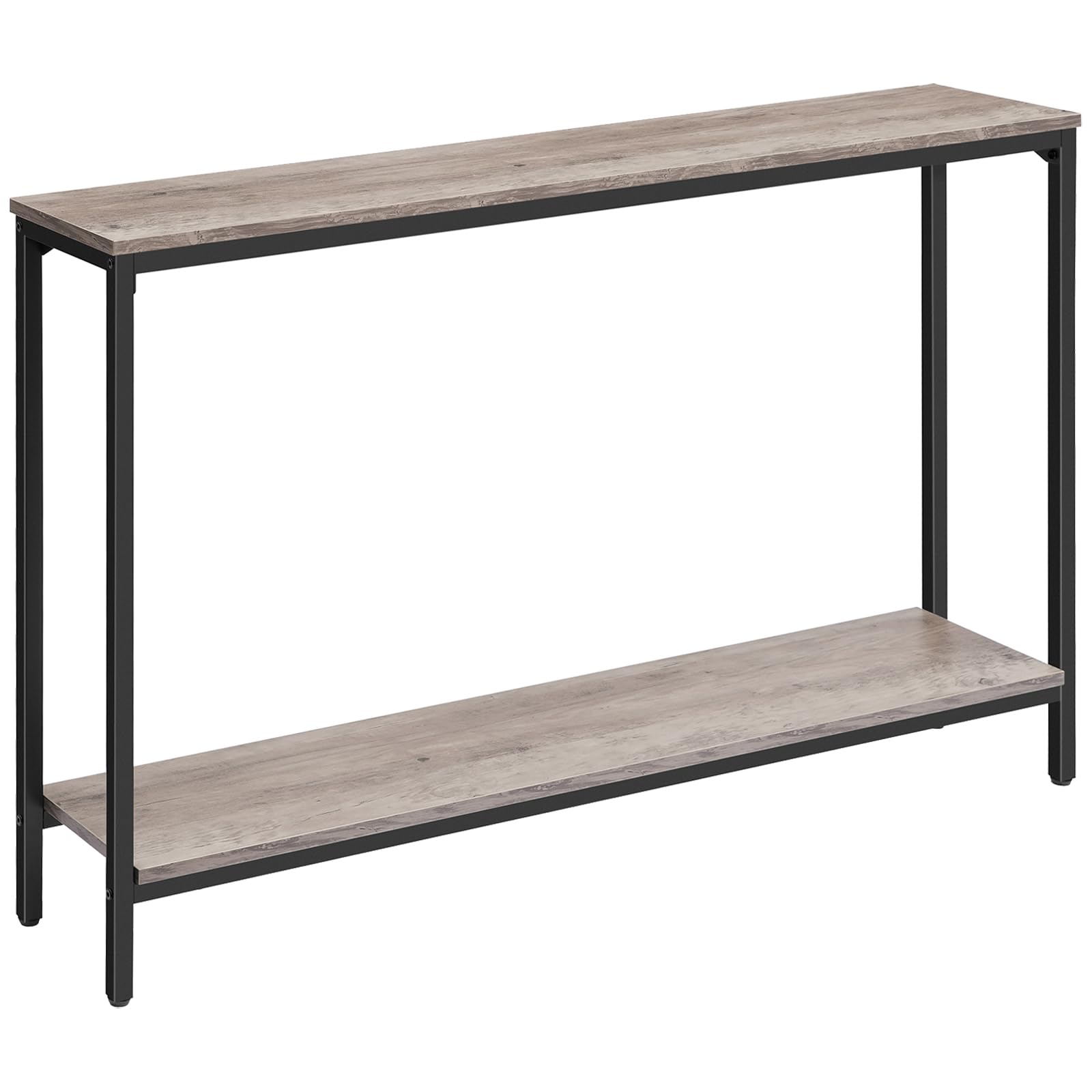 HOOBRO Console Table, Narrow Long Entryway Table, 2-Tier Sofa Table with Open Storage Space, Modern Industrial Hallway Table, for Living Room, Corridor, Foyer, Entrance, White and Gold DW20XG01G1