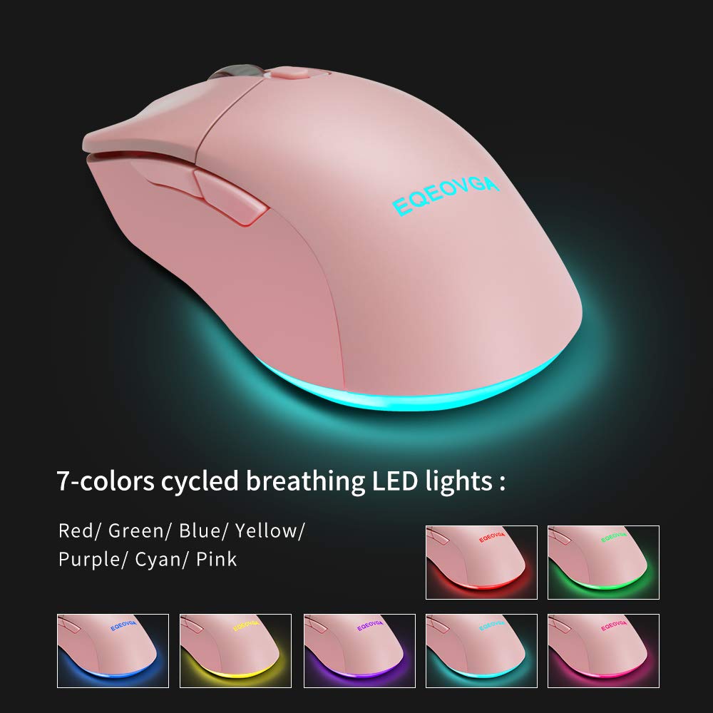 K51 Wireless Gaming Keyboard and Mouse Combo, Wireless Mechanical Keyboard/RGB Backlit Compact 87 Key/4000DPI Mouse, Rechargeable 3800mAh Battery for PC Gaming and Office-Pink
