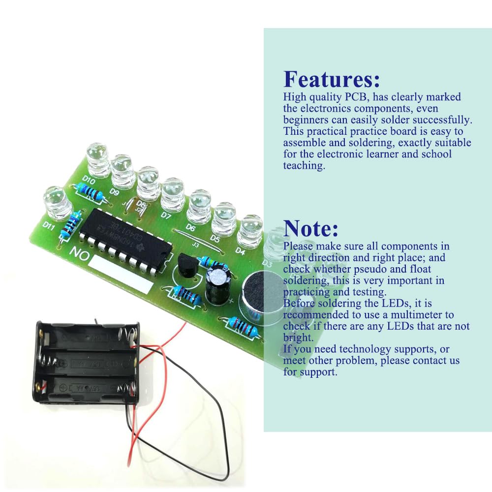 ISolderStore Colorful 10 LEDs Soldering Practice Board Electronic DIY Kits CD4017 Soldering Practice Kit for Teens Kids Adults