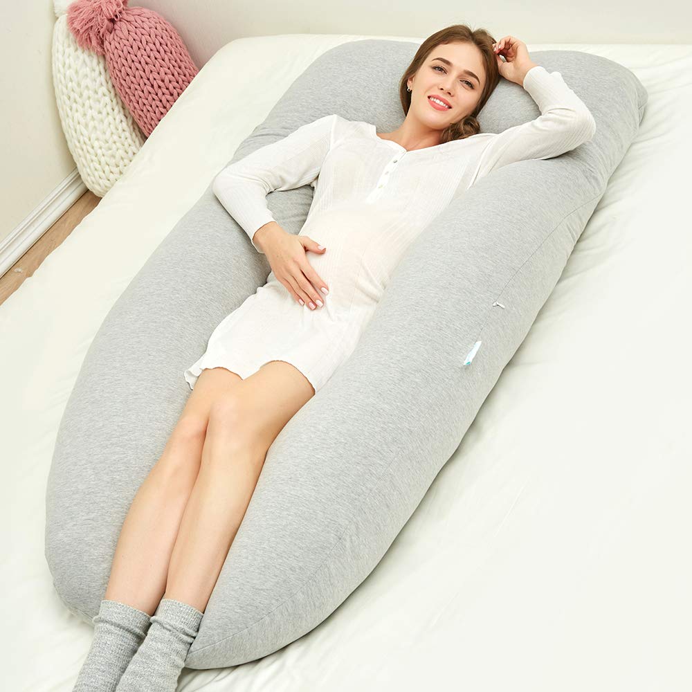 Joyourbaby 59'' Full Body Pregnancy Pillow U-Shaped Maternity Sleeping Pillow with Removable Cover (Gray)