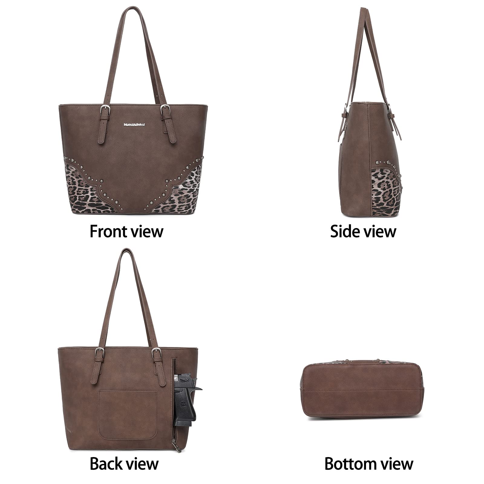 Montana West 3 PCS Tote Bag Set Purse Large Shoulder Bag Concealed Carry Purses and Handbags for Women MWC3-G058-CF