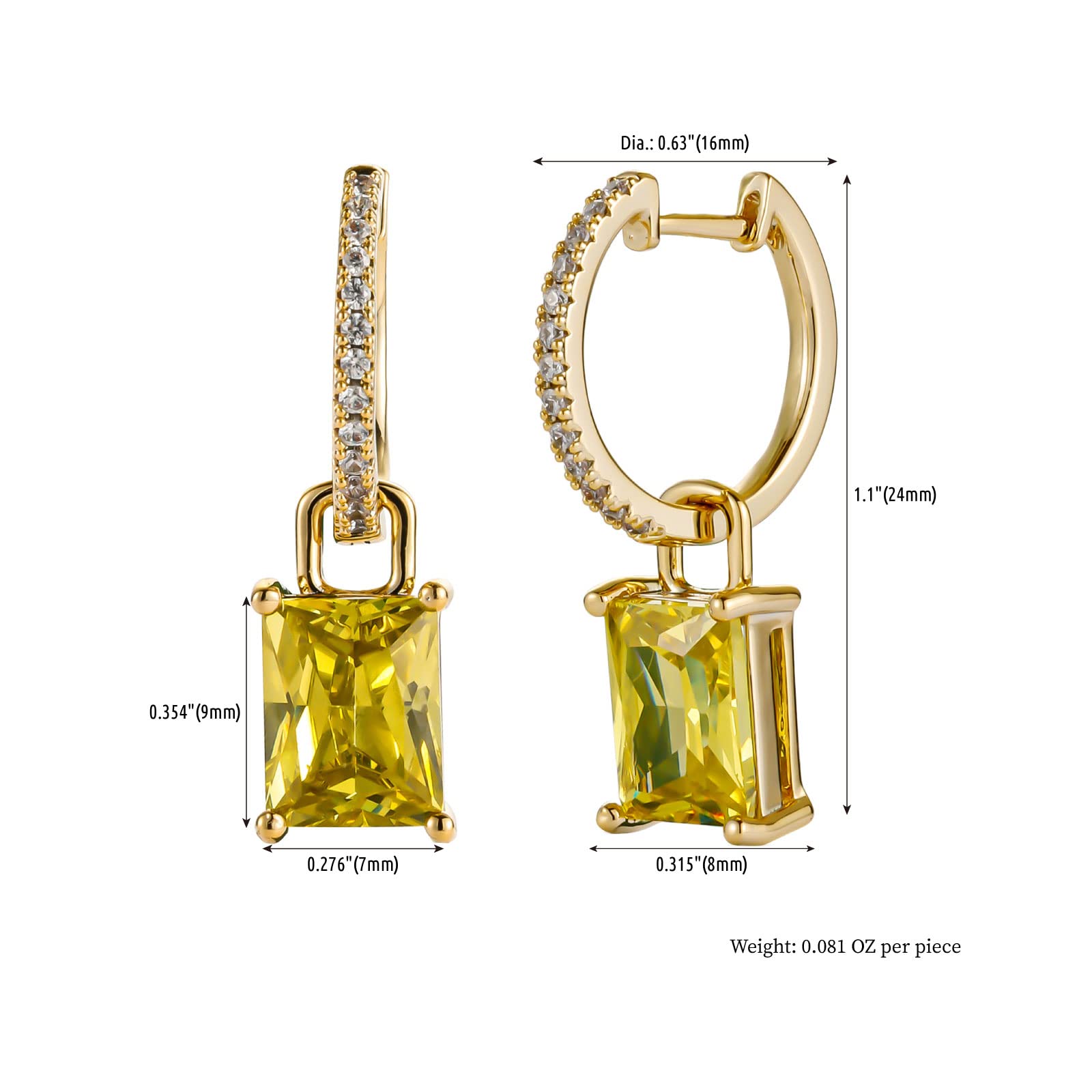 MABARRI Womens Dainty 14K Gold Plated Crystal Drop Dangle Earrings for Women Trendy,Women's Rhinestone Earrings Dangling(Peridot)