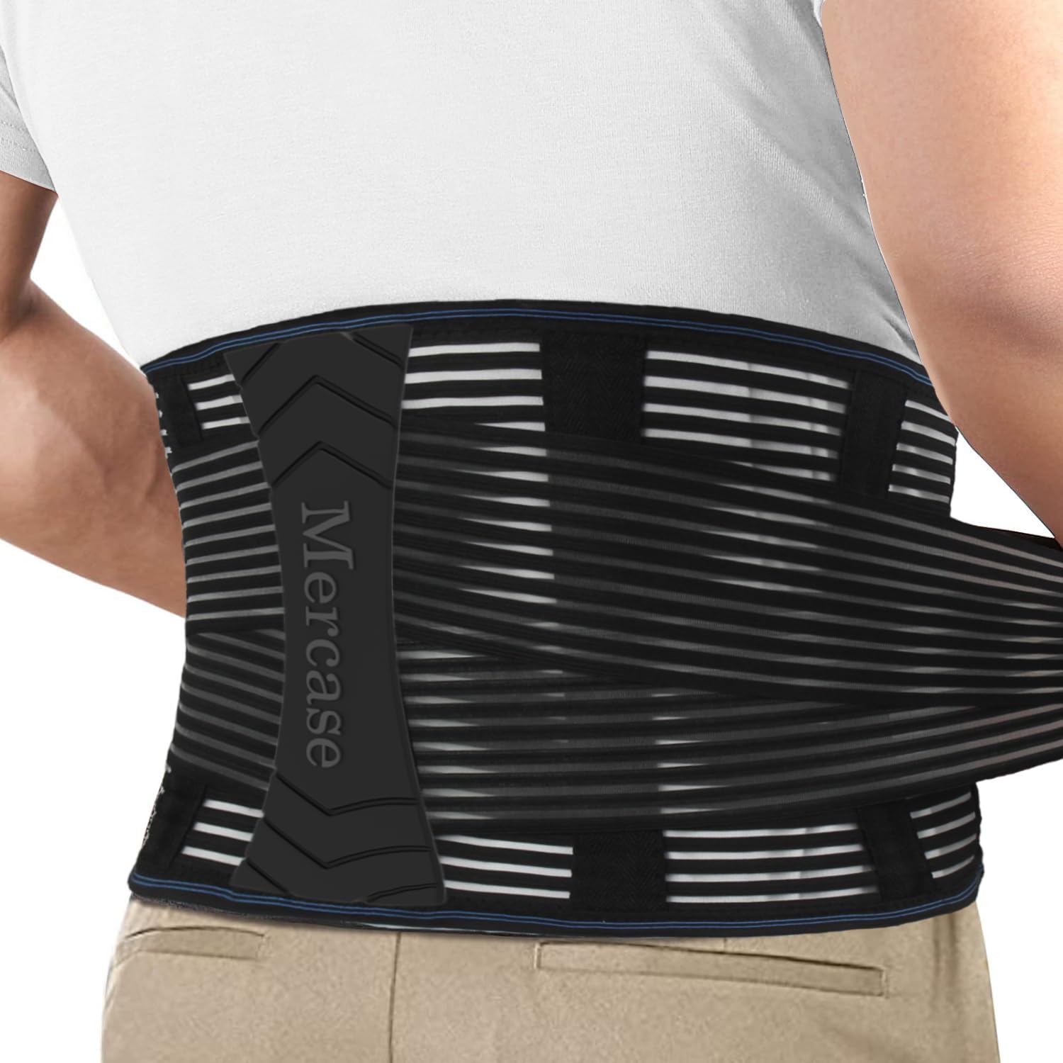 Mercase Back Brace for Lower Back Pain Relief with 5 Stays, Back Support Belt for Women & Men Breathable Lumbar Support Belt for Heavy Work Lifting, Sciatica, Herniated Disc, Scoliosis-Black(XL-39.3"-55.1")