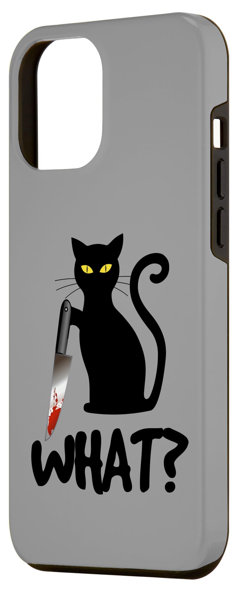 iPhone 12 Pro Max Cat What? Funny Black Cat, Murderous Cat With Knife Saying Case