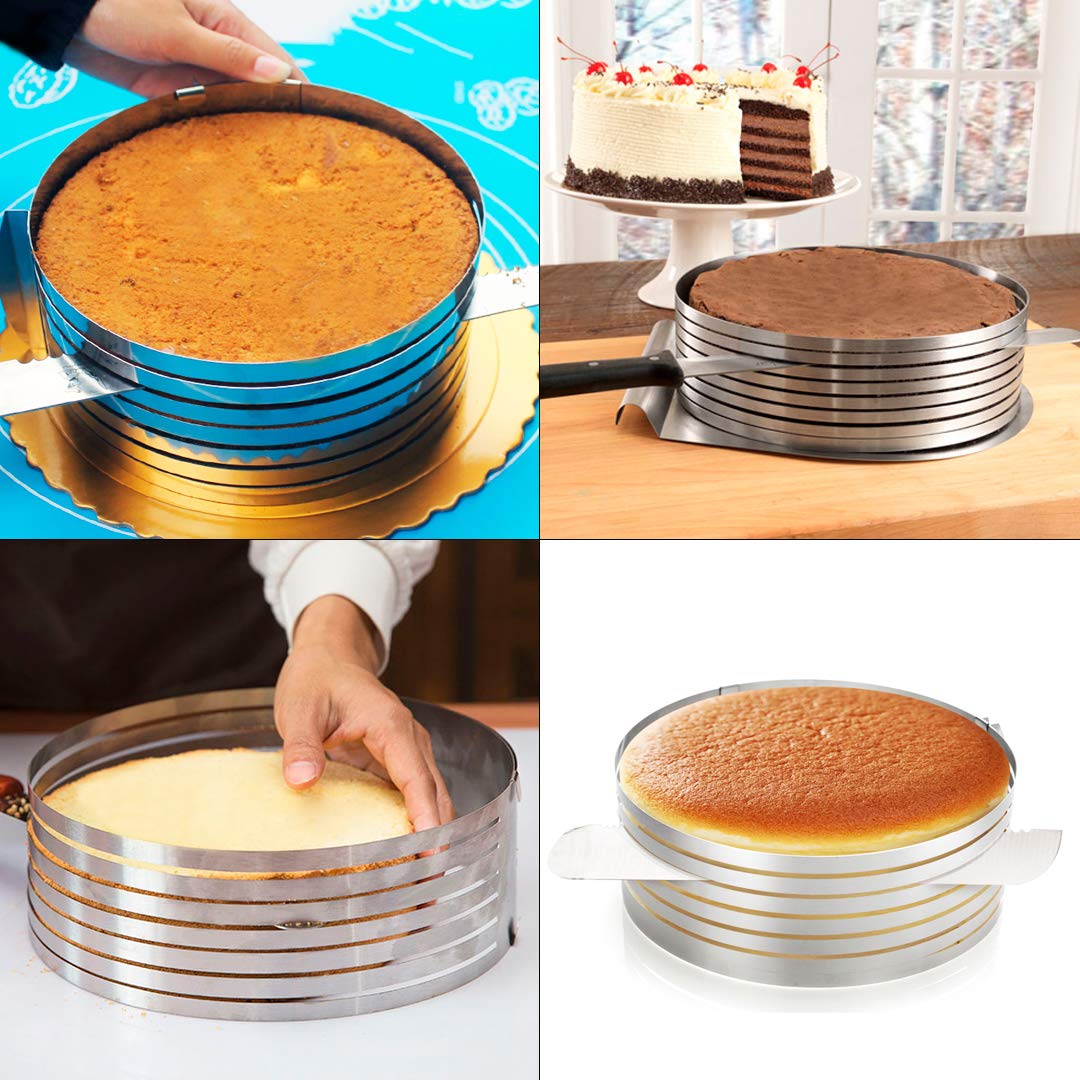 Meichu Multi Layer Cake Slicer Adjustable, 7-Layer Cake Cutter, 6-8 Inch Stainless Steel Cake Slicer Leveler